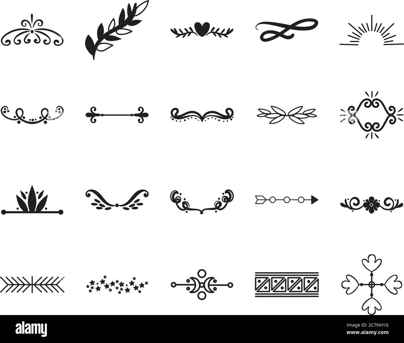bundle of decorative elements silhouettes vector illustration design ...