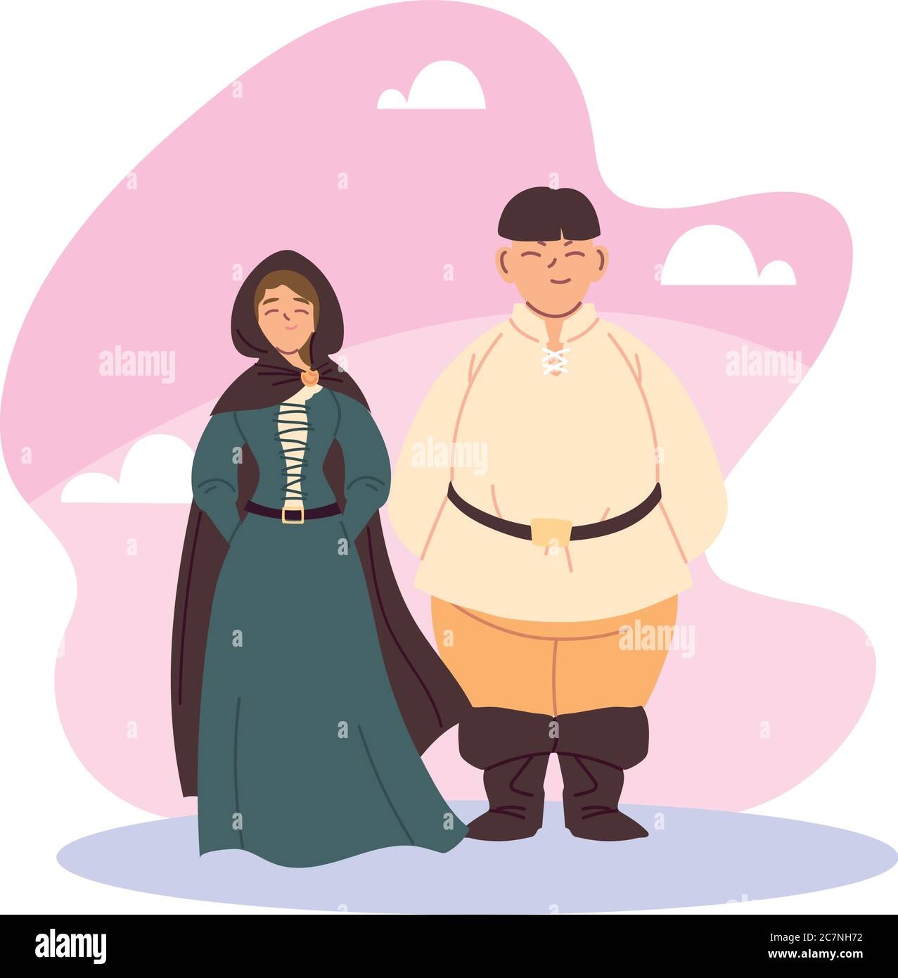 Medieval woman and man couple design of Kingdom and fairytale theme ...