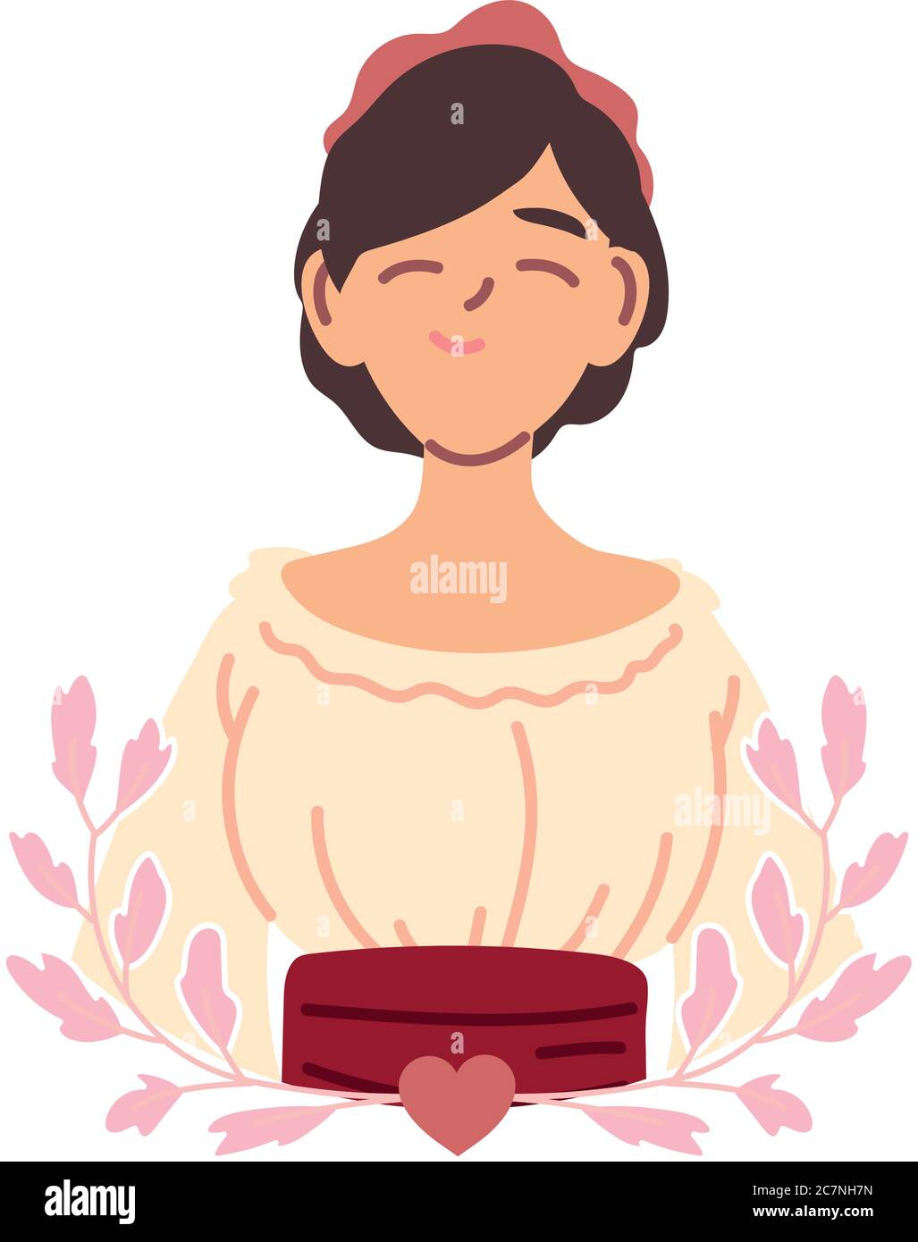 Medieval woman with dress and leaves wreath design of Kingdom and ...