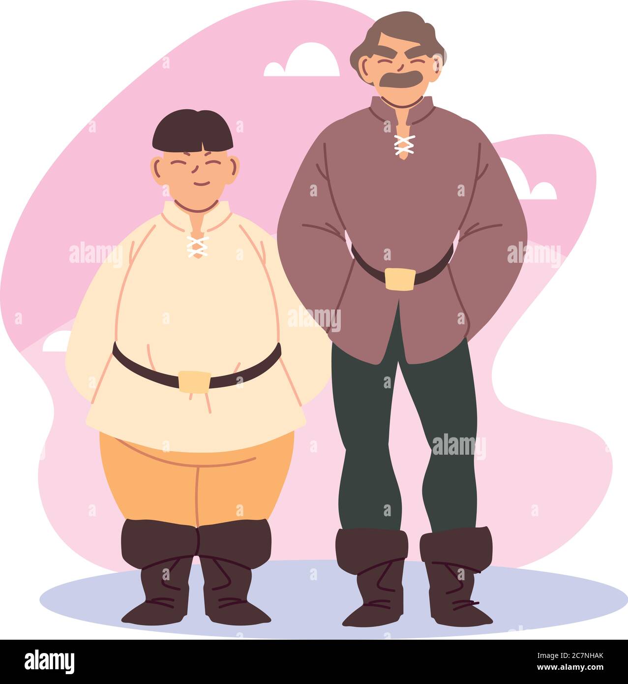 Medieval men cartoons design of Kingdom and fairytale theme Vector ...