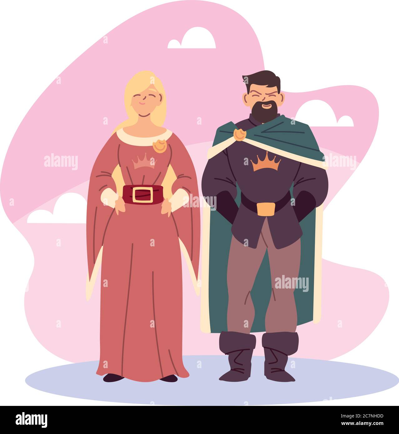 Medieval princess with red dress and prince design of Kingdom and ...