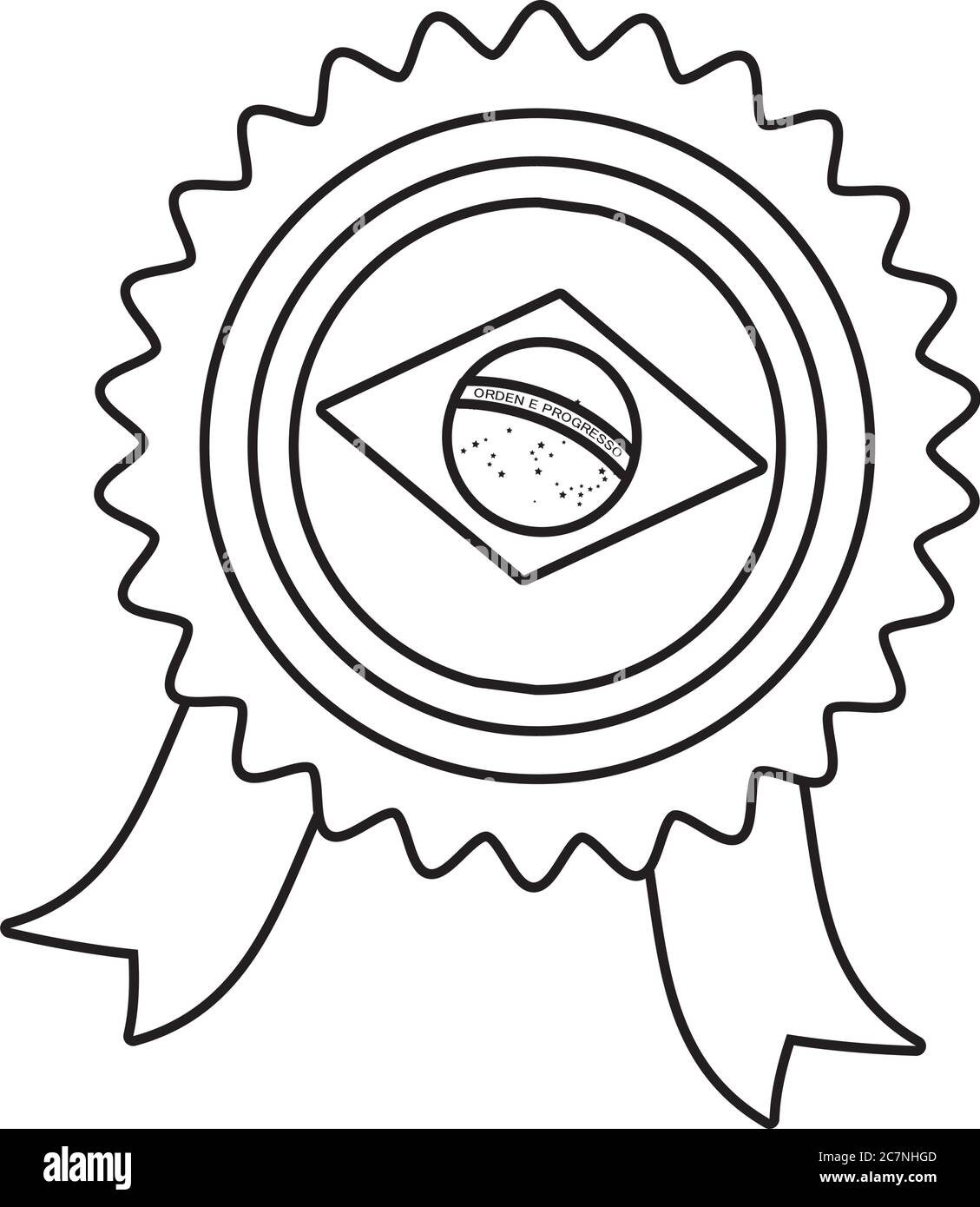brazil flag seal stamp line style icon vector illustration design Stock ...