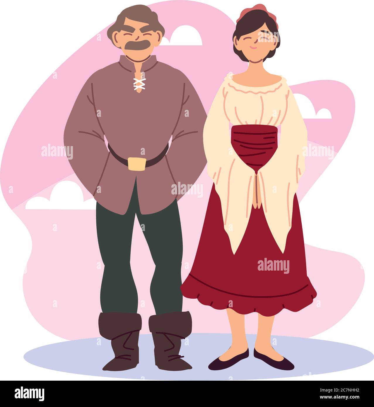 Medieval woman and man couple design of Kingdom and fairytale theme ...