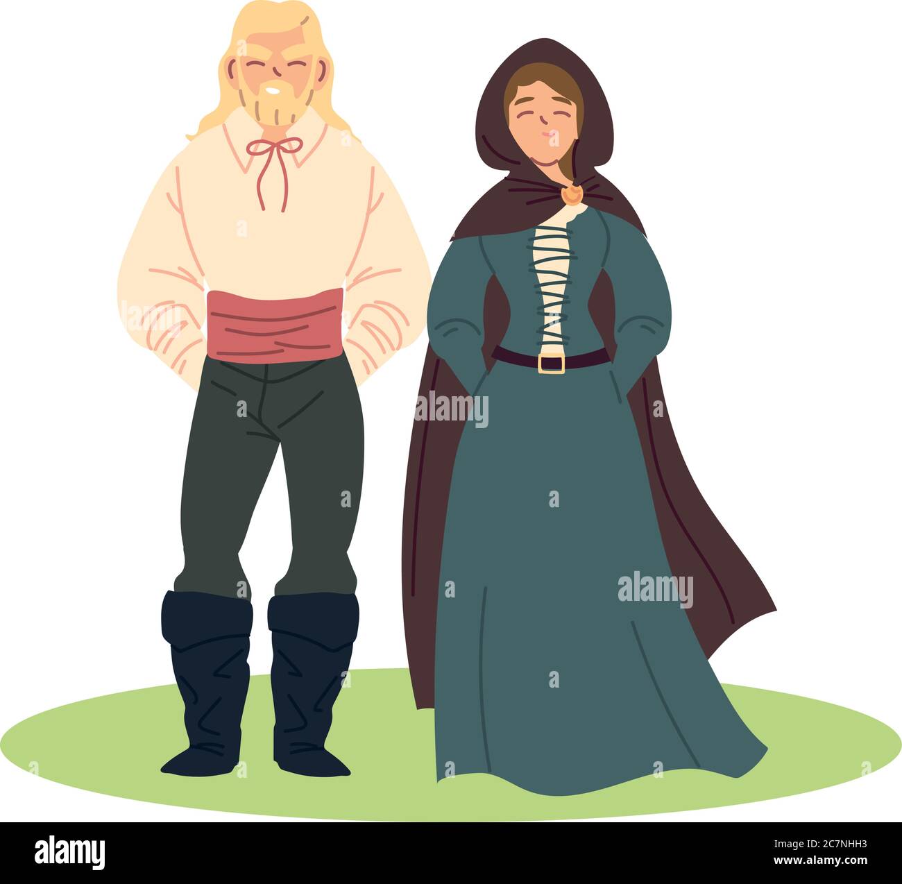 Medieval woman and man couple design of Kingdom and fairytale theme ...