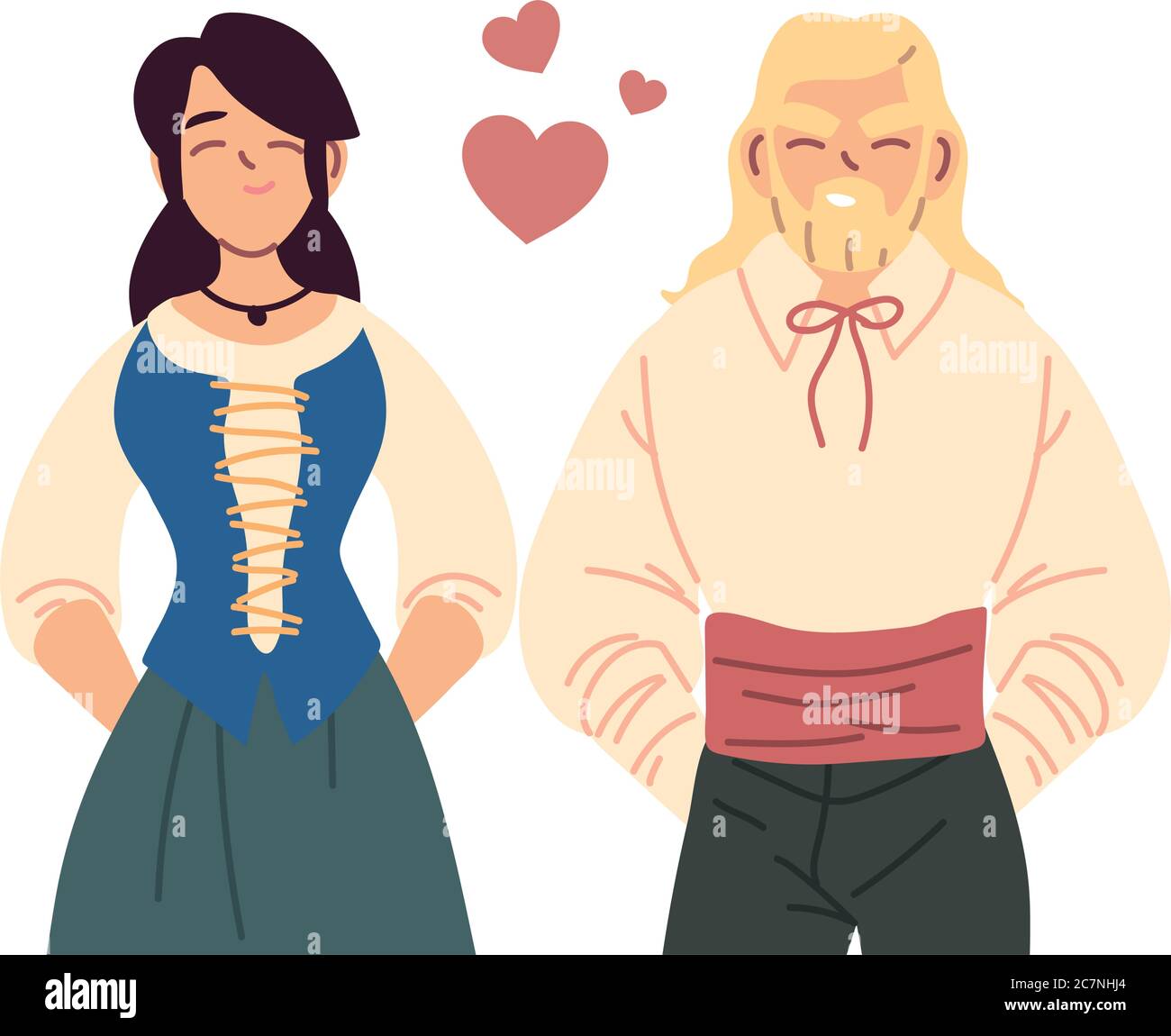 Medieval woman and man couple design of Kingdom and fairytale theme ...