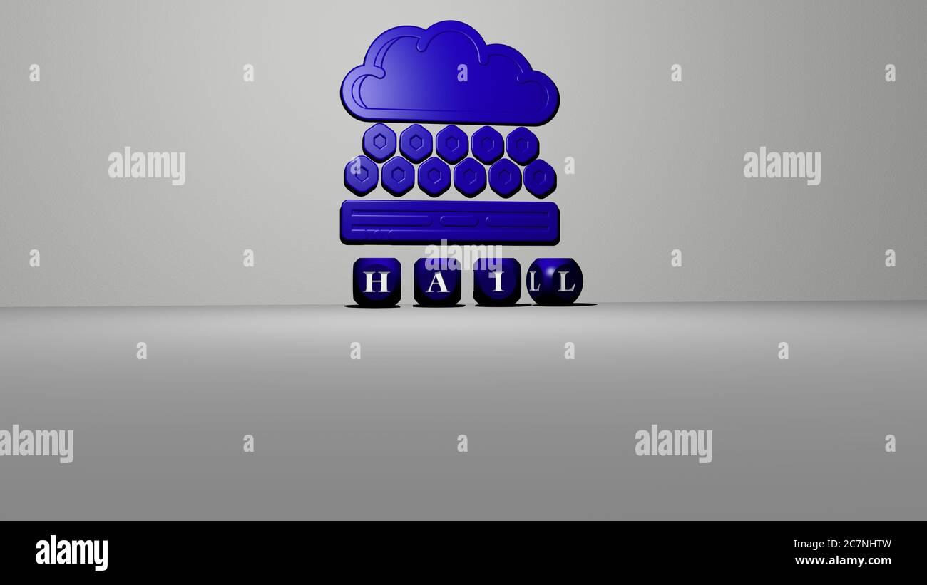 3D representation of HAIL with icon on the wall and text arranged by ...