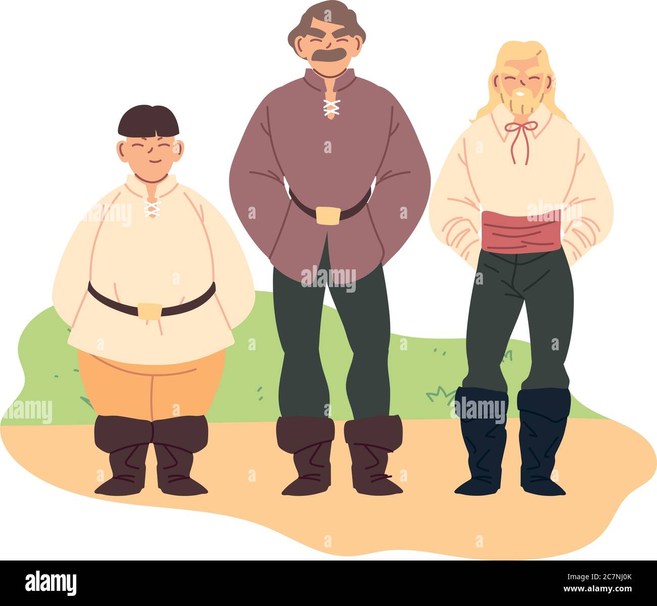 Medieval men cartoons design of Kingdom and fairytale theme Vector ...