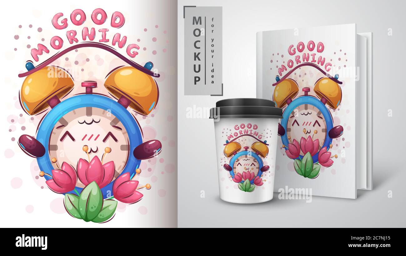 Flower alarm clock poster and merchandising Stock Vector Image & Art ...