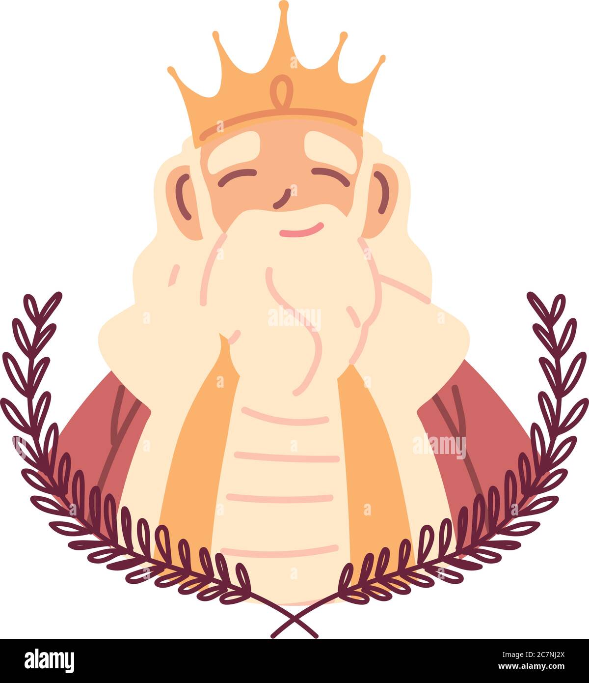 Medieval king man with leaves wreath design of Kingdom and fairytale ...