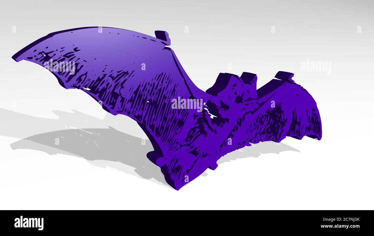 BAT from a perspective with the shadow. A thick sculpture made of ...