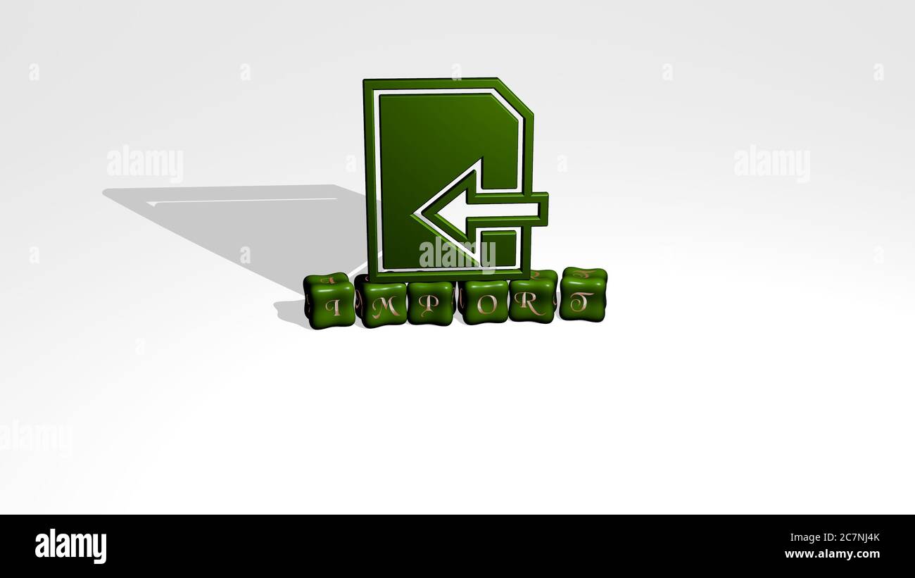3D representation of IMPORT with icon on the wall and text arranged by ...