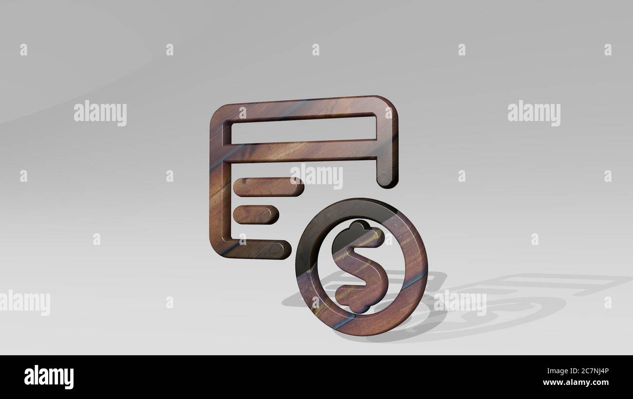 CREDIT CARD DOLLAR casting shadow with two lights. 3D illustration of ...