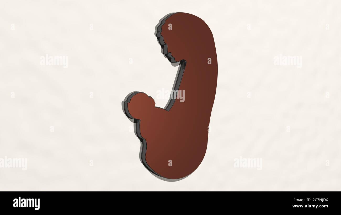 MOTHER MARY SIGN made by 3D illustration of a shiny metallic sculpture ...