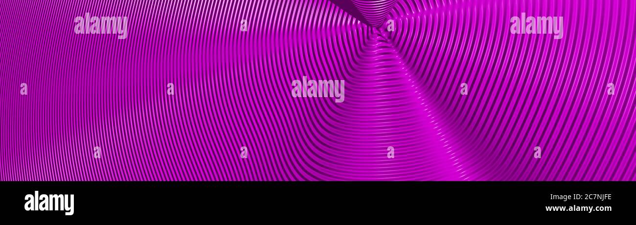 Ultra wide 3D illustration of a geometrical shape of magenta color on a ...