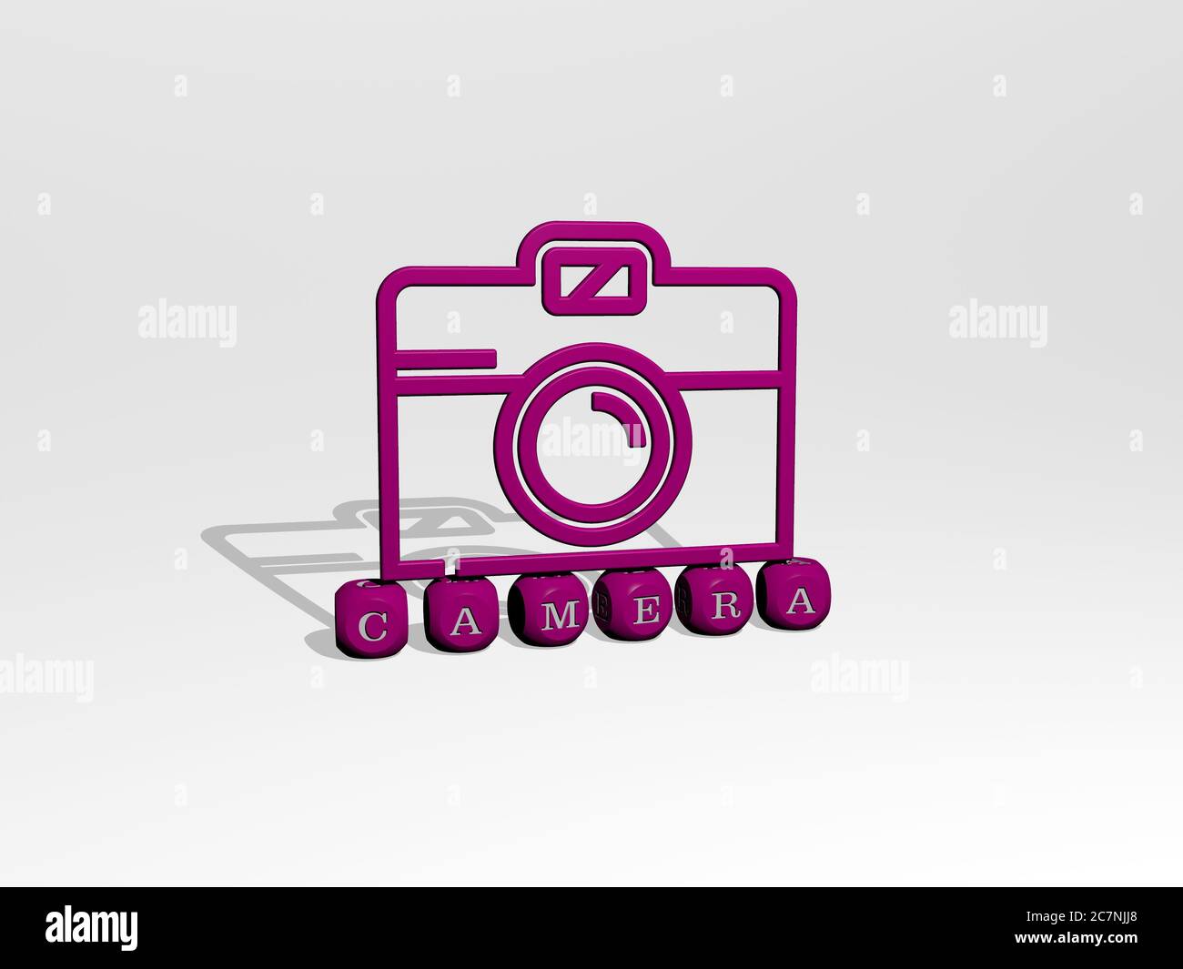 3D graphical image of camera vertically along with text built by ...
