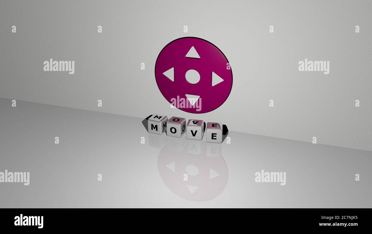 3D graphical image of MOVE vertically along with text built by metallic ...