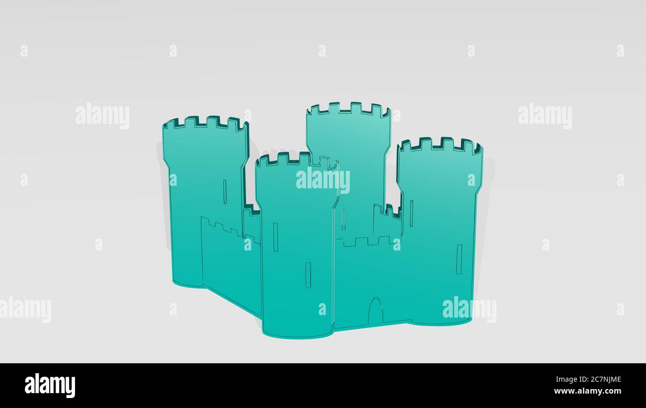 castle from a perspective on the wall. A thick sculpture made of ...