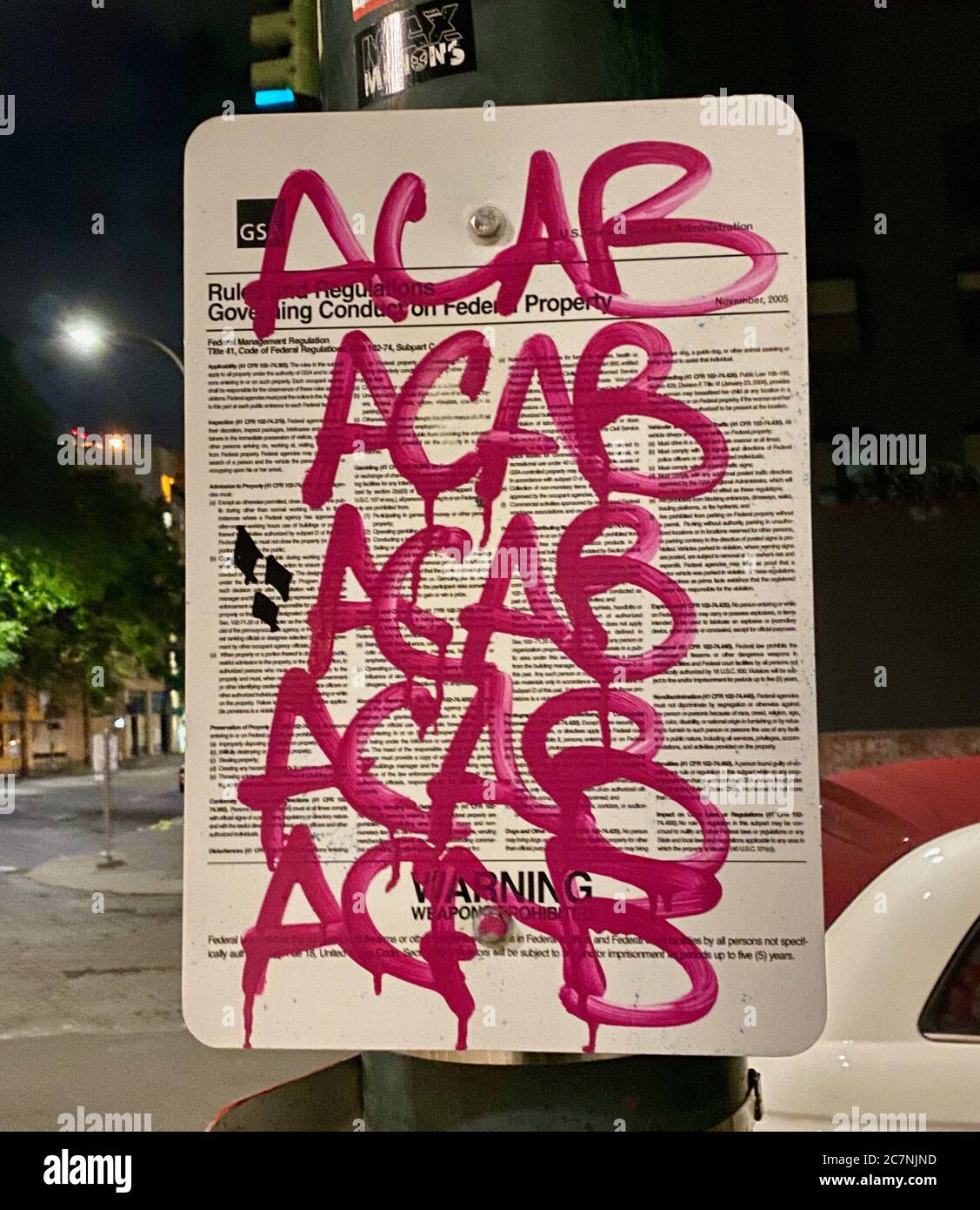 Portland, Oregon, USA. 8th July, 2020. ACAB"" (All Cops Are Bastards ...