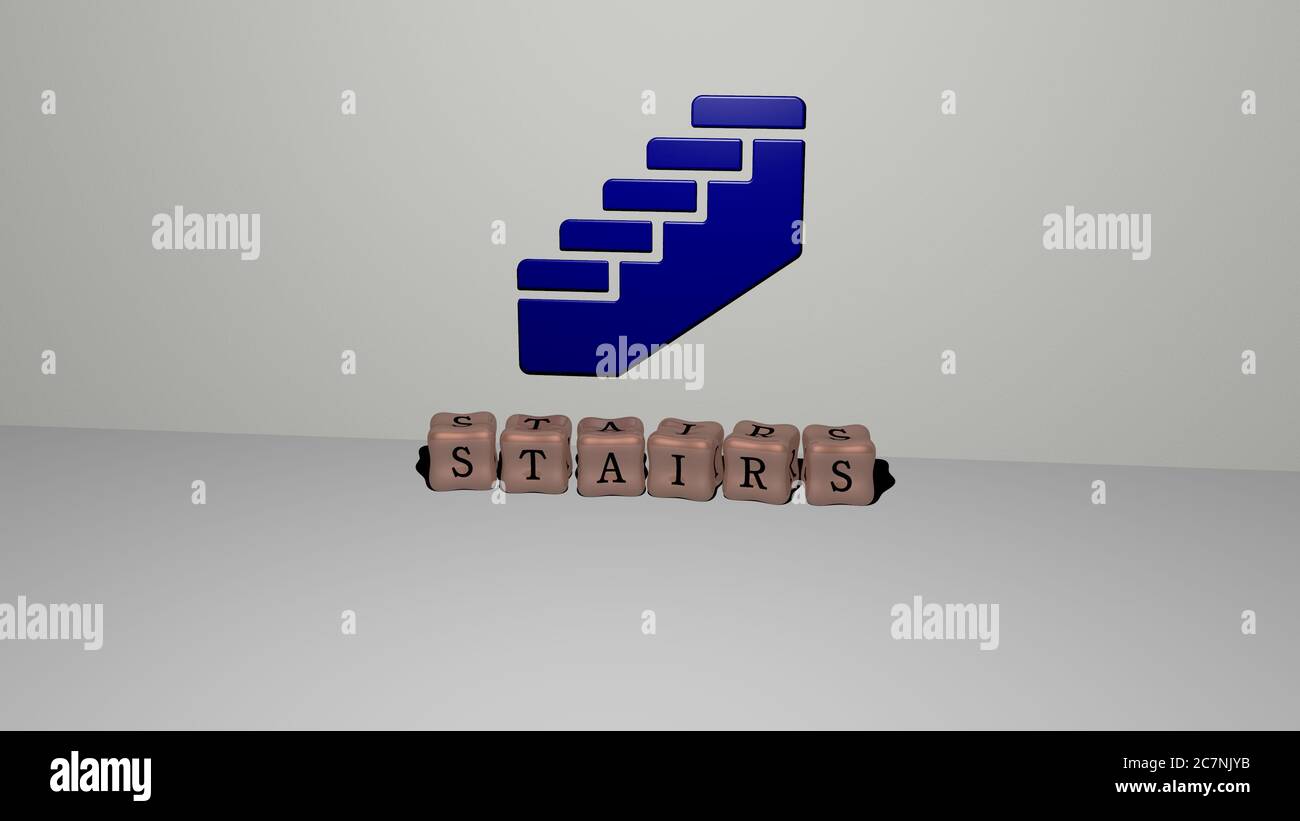3D graphical image of stairs vertically along with text built by ...