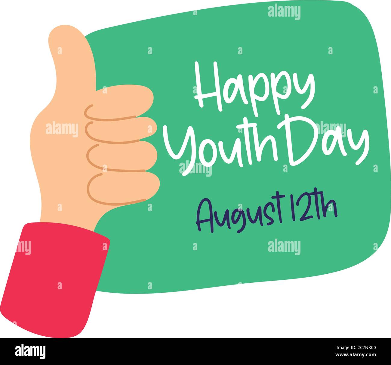 happy youth day lettering with hand like symbol flat style vector ...
