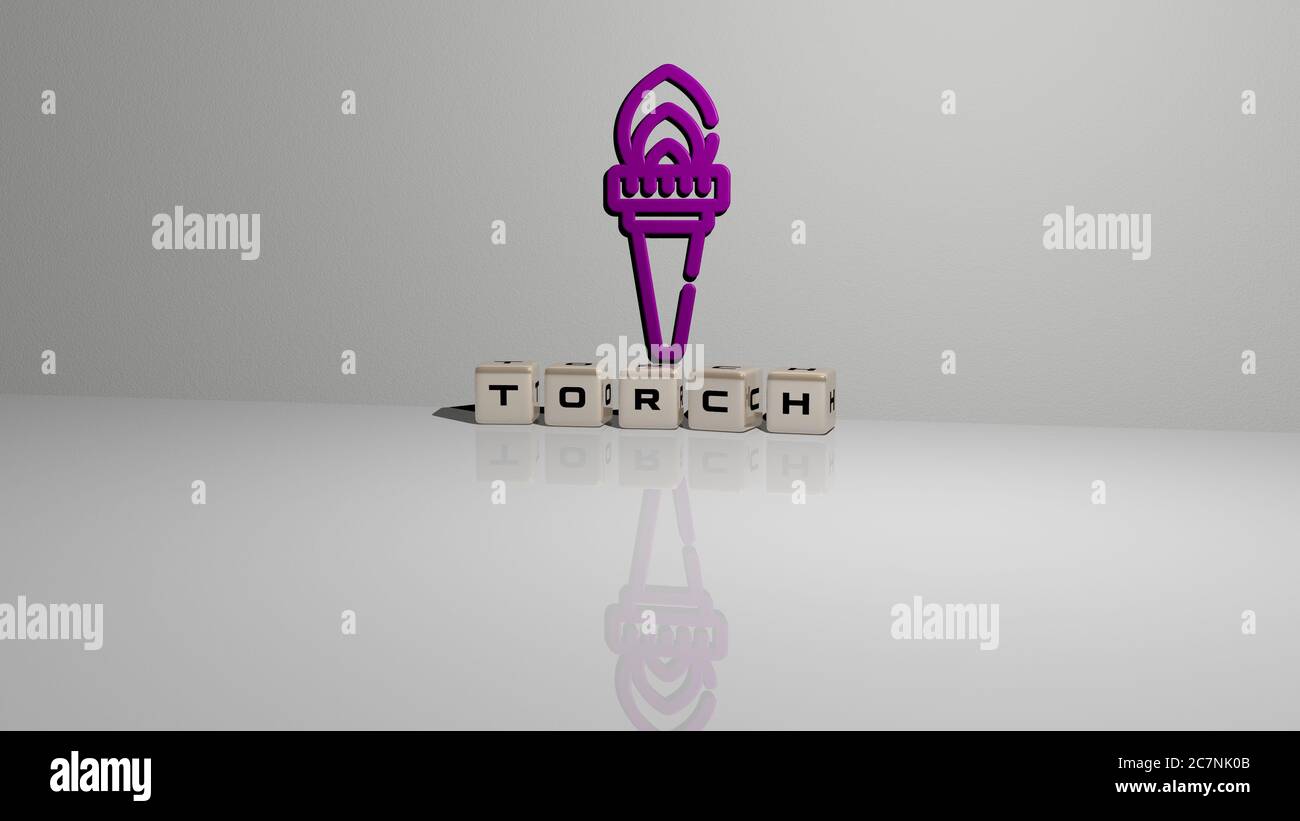 3D graphical image of torch vertically along with text built by ...