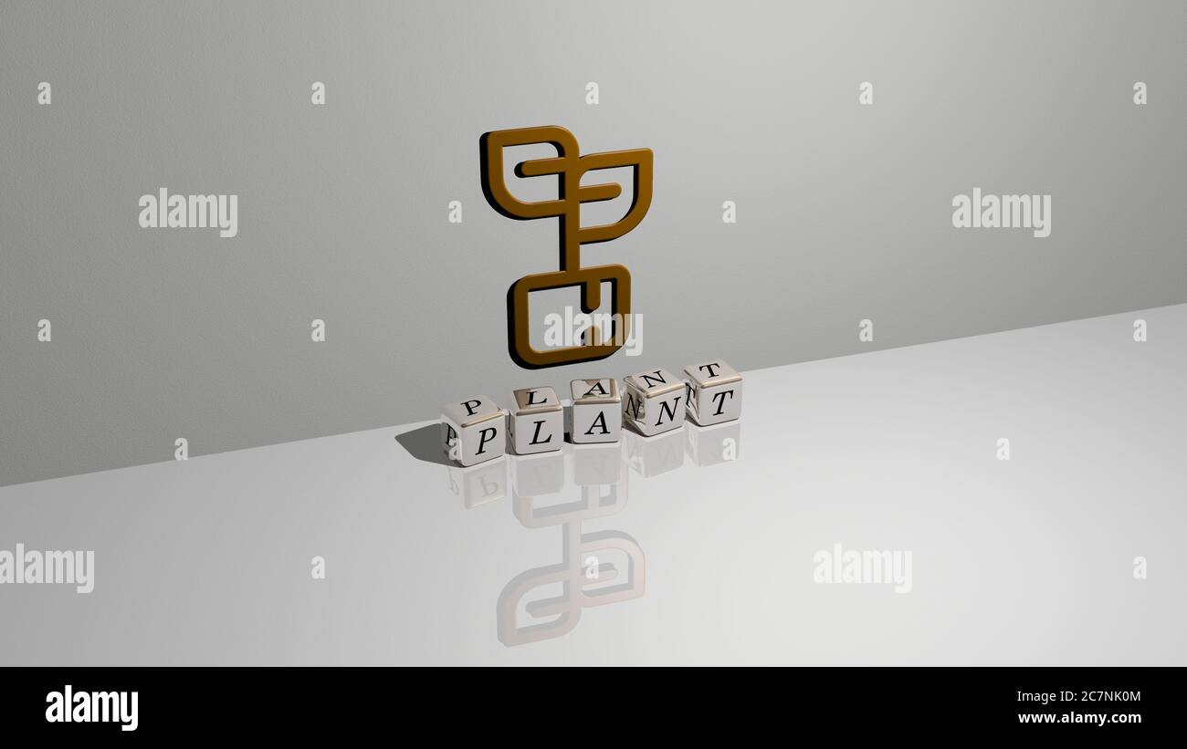 3D representation of PLANT with icon on the wall and text arranged by ...