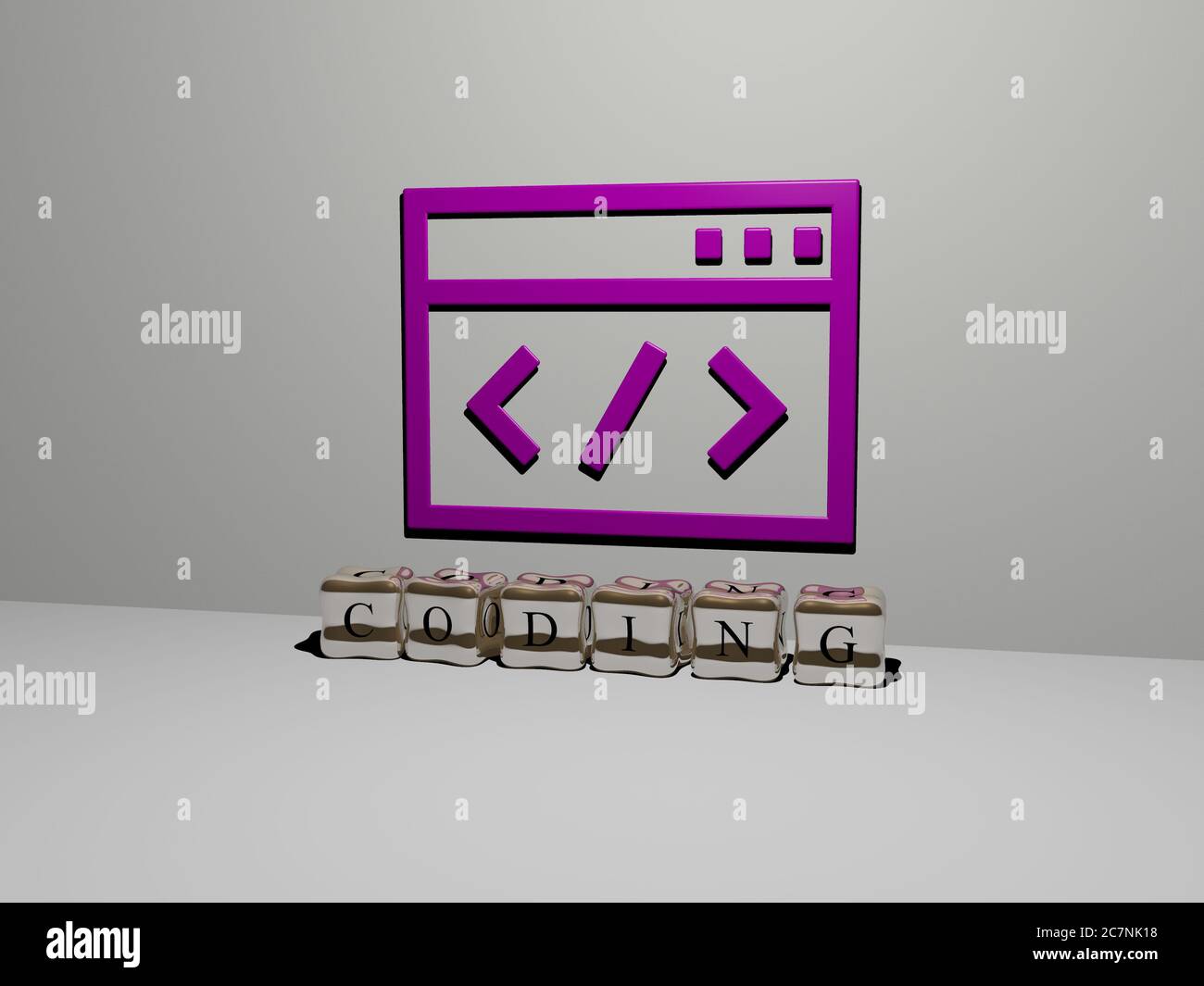 3D graphical image of CODING vertically along with text built by ...