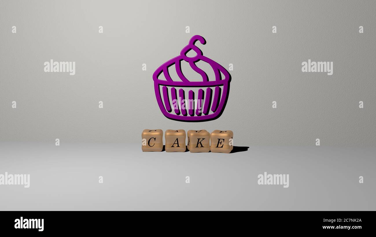 3D representation of CAKE with icon on the wall and text arranged by ...