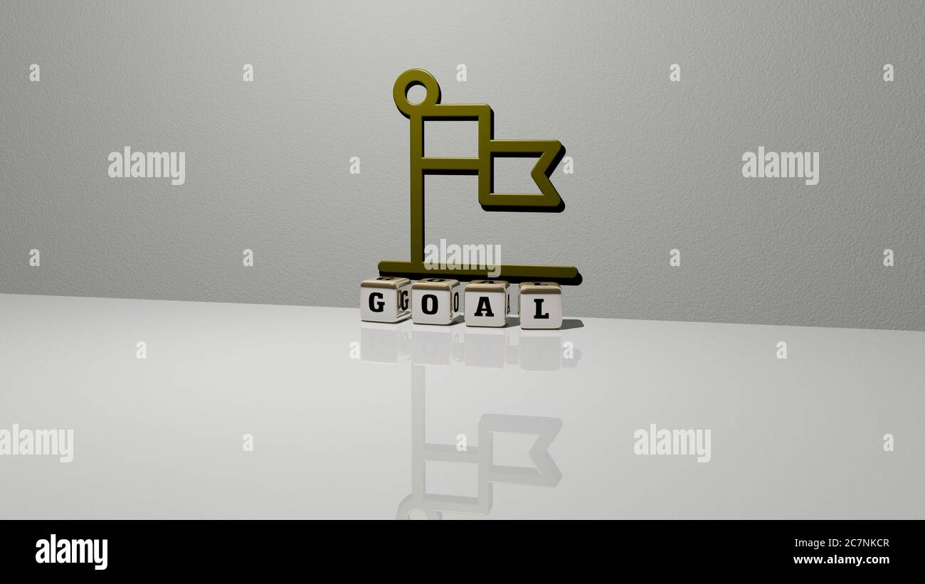 3D representation of goal with icon on the wall and text arranged by ...