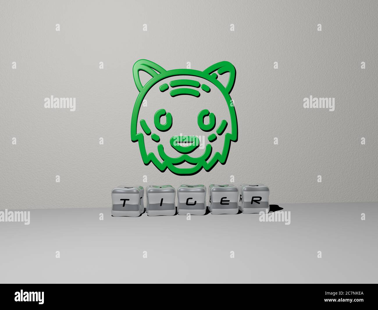 3D graphical image of tiger vertically along with text built by ...