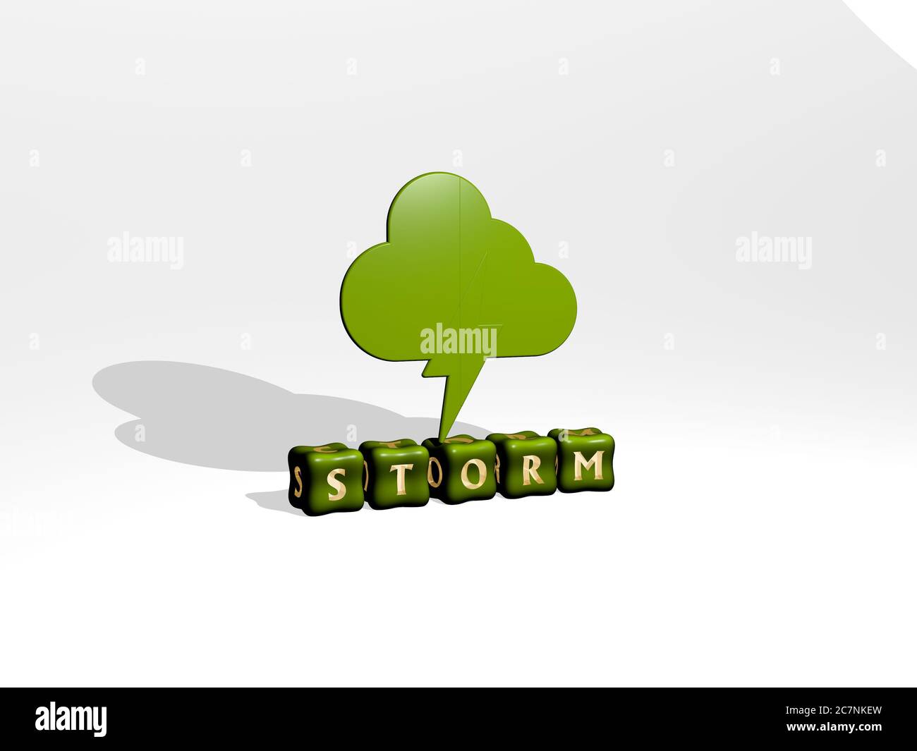 3D representation of STORM with icon on the wall and text arranged by ...