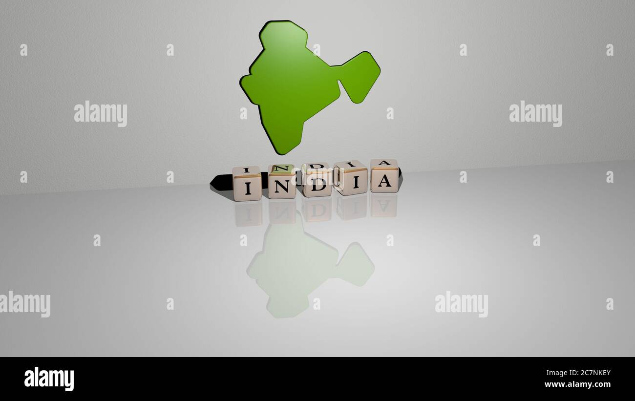 3D graphical image of INDIA vertically along with text built by ...