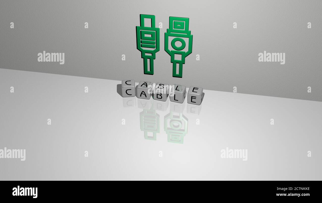 3D illustration of CABLE graphics and text made by metallic dice ...
