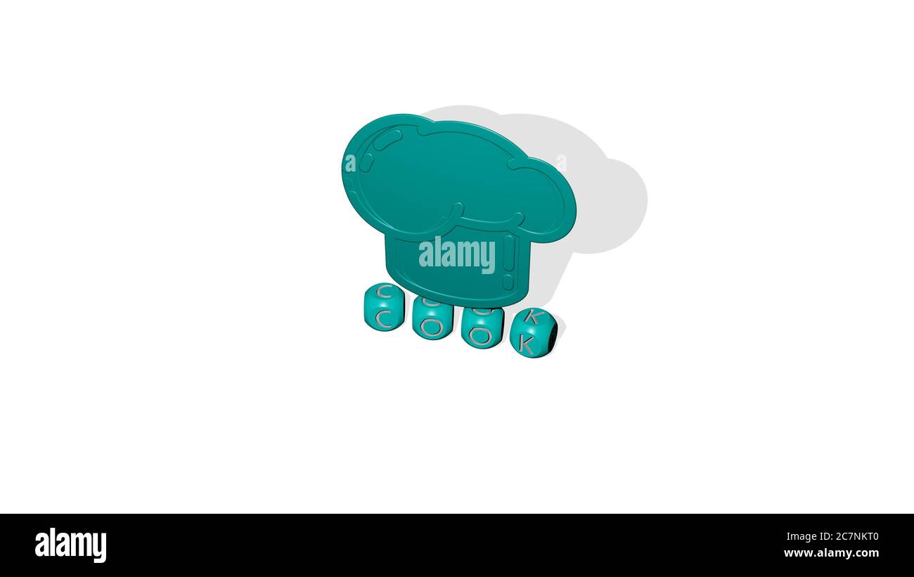 3D representation of COOK with icon on the wall and text arranged by ...
