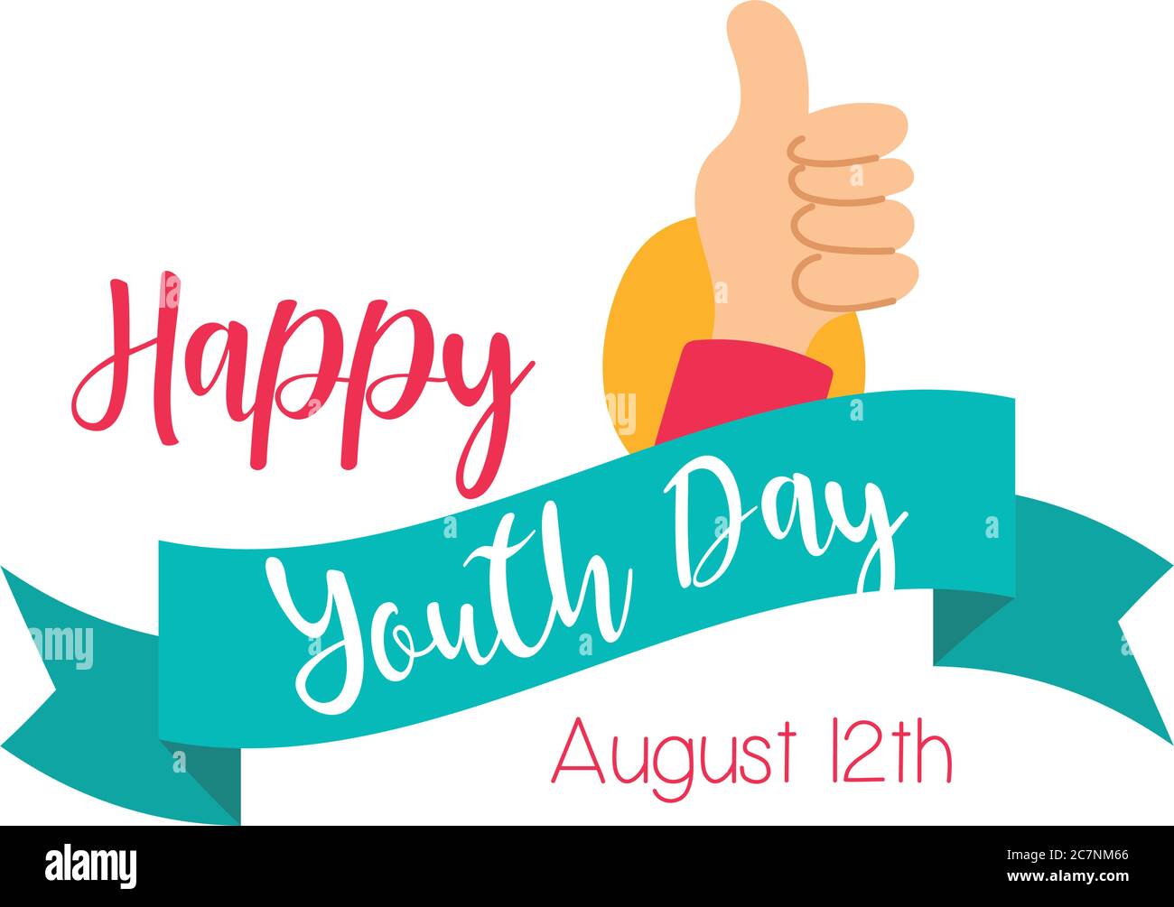 happy youth day lettering with hand like symbol flat style vector ...