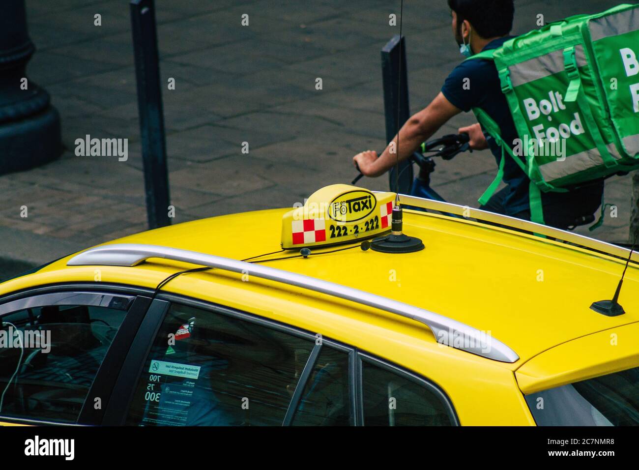 Budapest Hungary july 18, 2020 View of a traditional yellow Hungarian ...