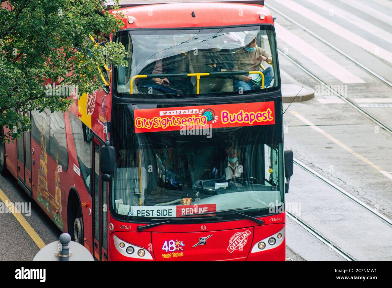 Budapest Hungary july 18, 2020 View of a Hungarian tourist bus for ...