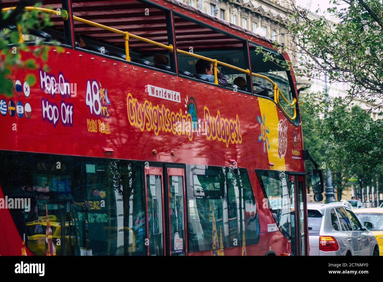 Budapest Hungary july 18, 2020 View of a Hungarian tourist bus for ...