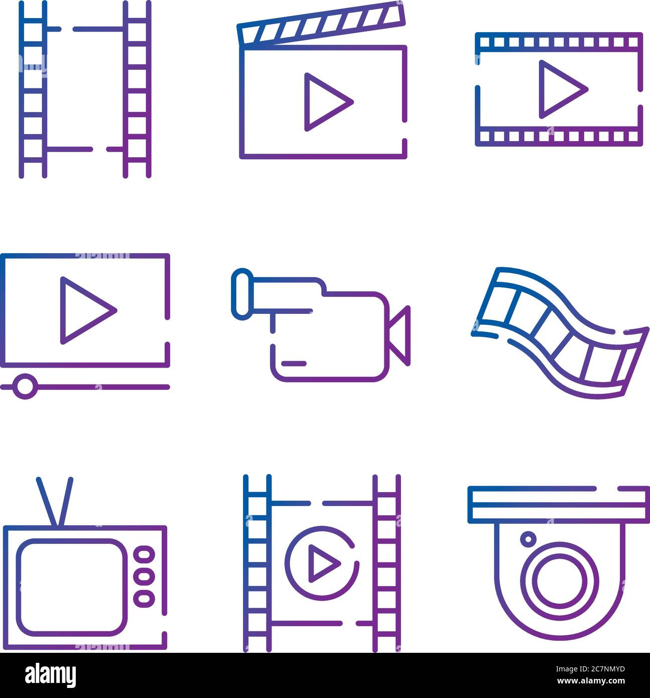 bundle of video content gradient style icon vector illustration design ...