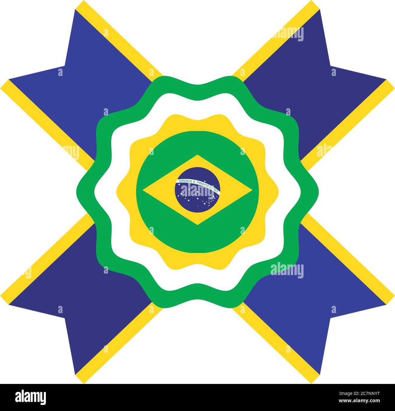 brazil flag seal stamp flat style icon vector illustration design Stock ...