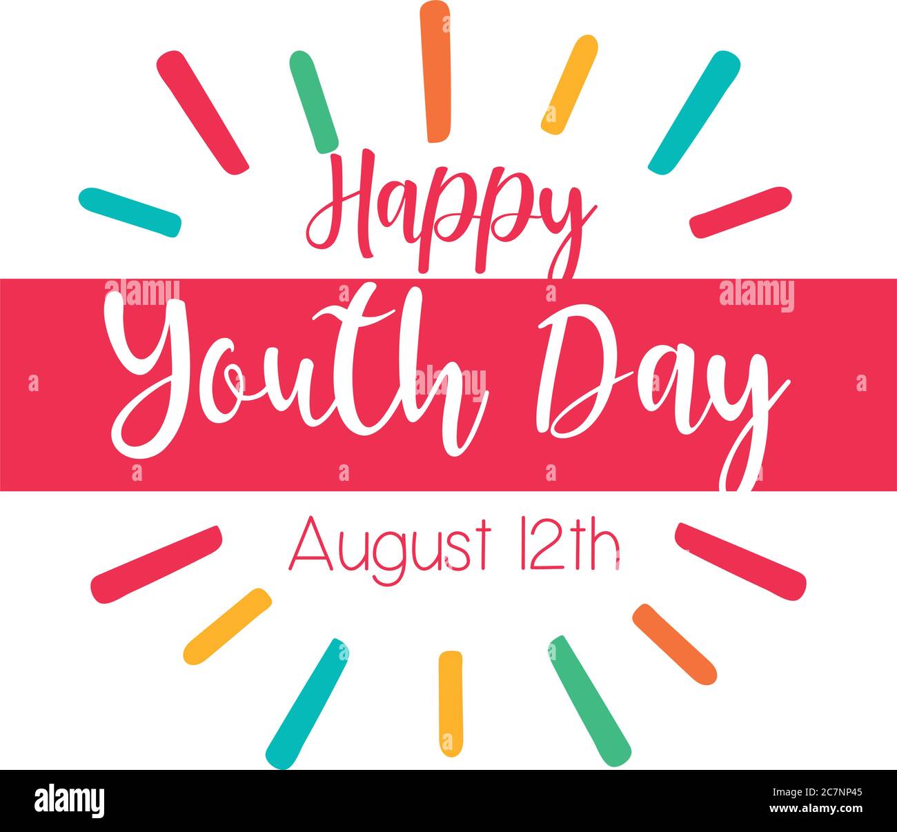 happy youth day lettering with burst flat style vector illustration ...