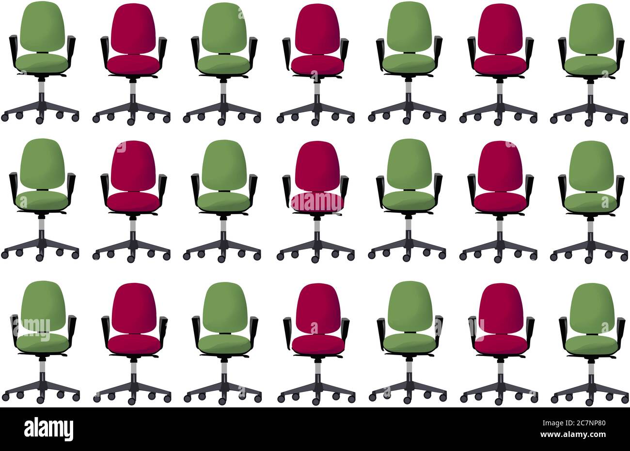 Illustration of the colorful office chairs isolated on a white ...
