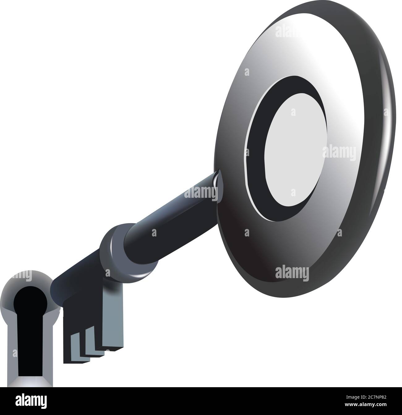 Illustration of a silver key and lock isolated on a white background ...