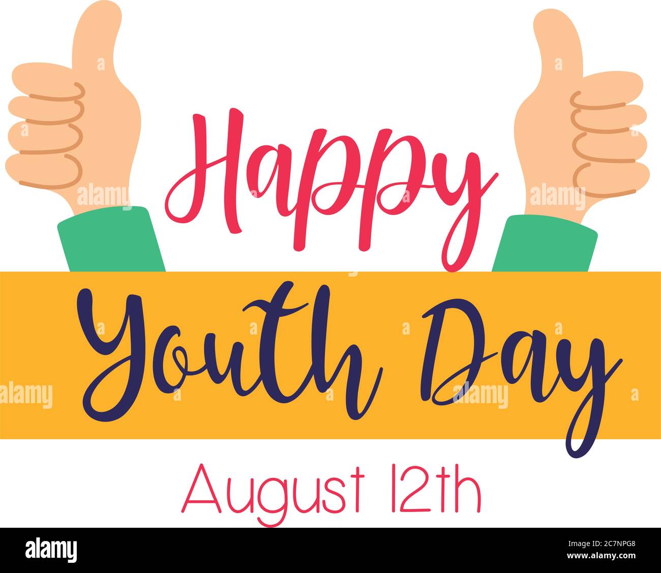 happy youth day lettering with hands like symbol flat style vector ...