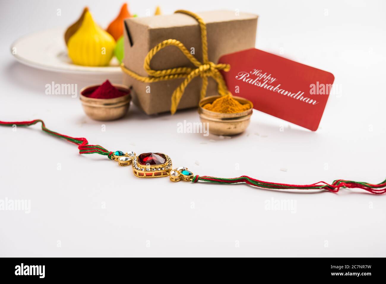 Raksha Bandhan / Rakshabandhan Rakhi with Haldi Kumkum rice, sweet ...