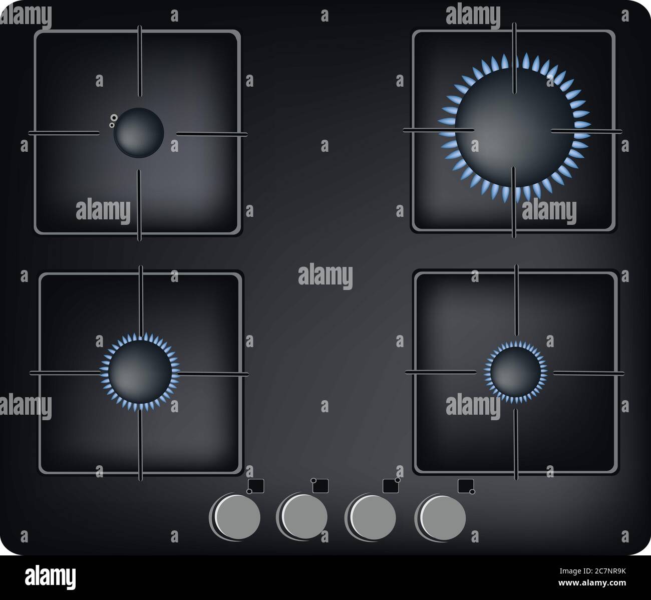 Illustration of a kitchen gas stove Stock Photo - Alamy