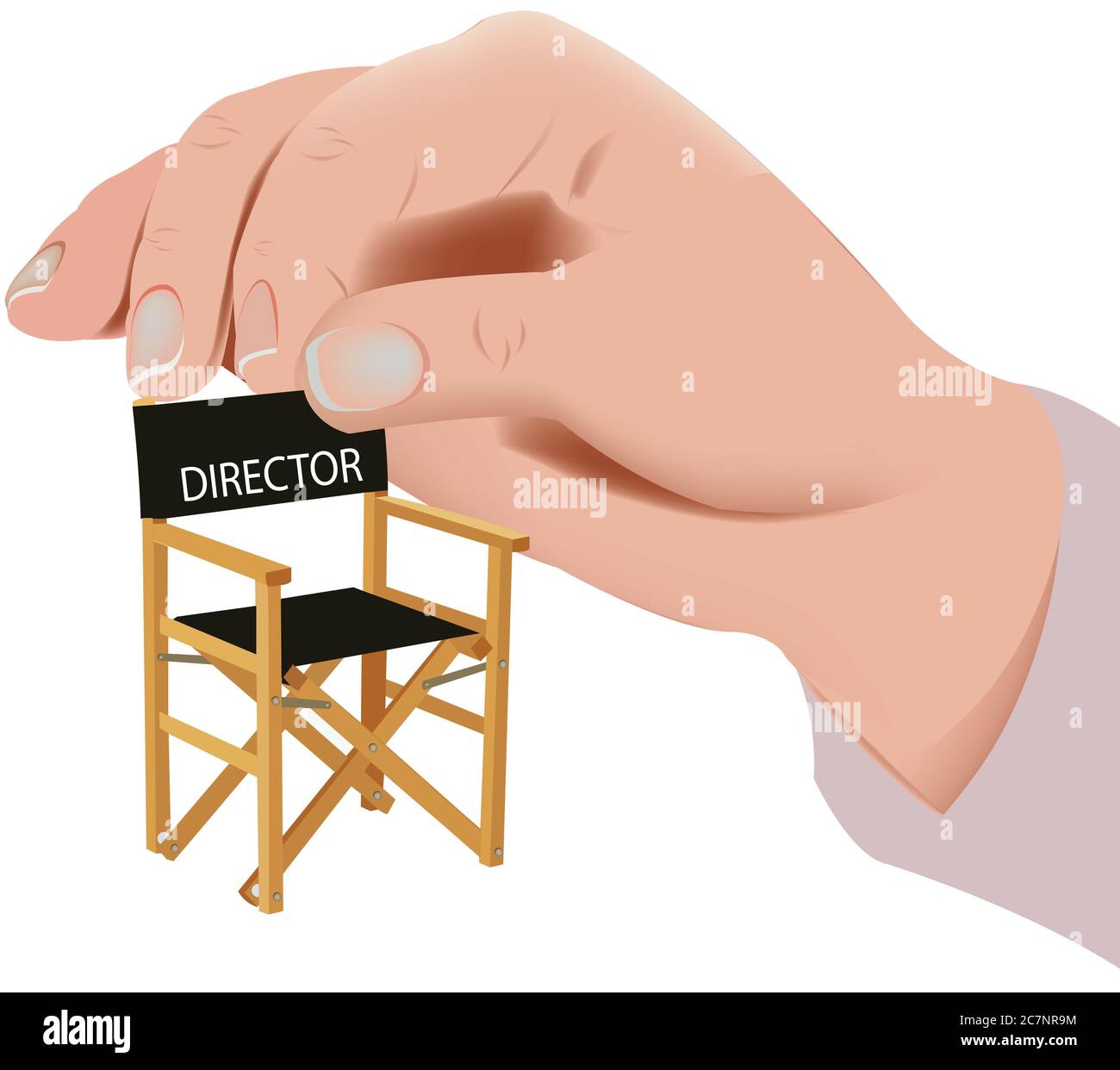 Illustration of a hand holding a director chair Stock Photo - Alamy