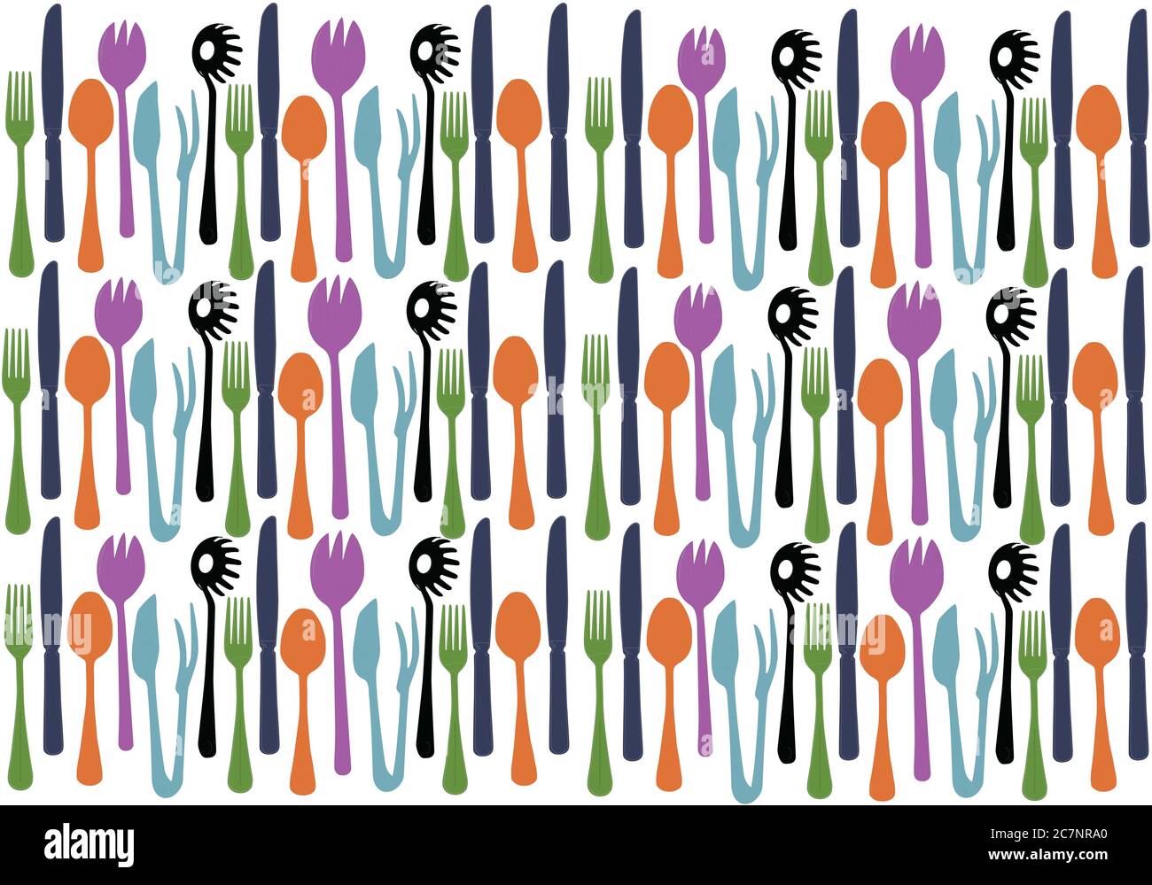 Illustration of a colorful set of cutlery isolated on a white ...