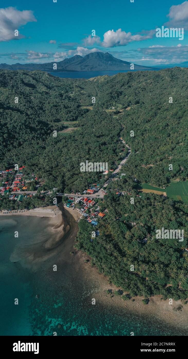 Aerial Shot of a Beautiful Seashore Village in the Philippines Stock ...