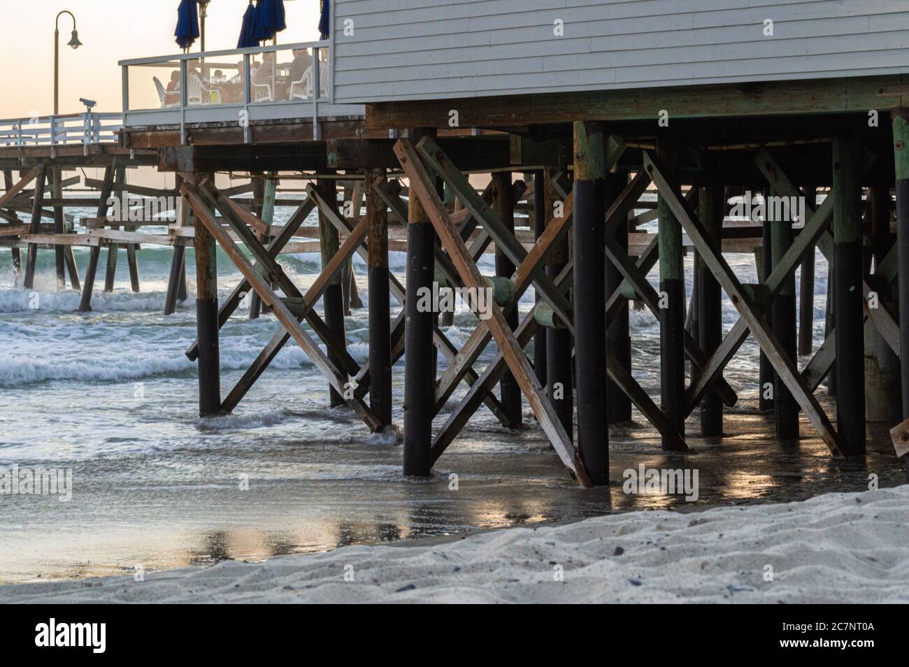 Metal steel structure under the pier Stock Photo - Alamy